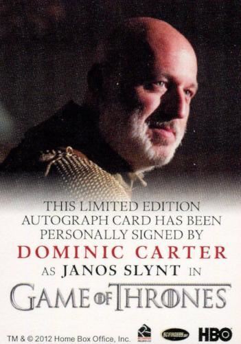 Game of Thrones Season 4 Dominic Carter as Janos Slynt Autograph Card ...