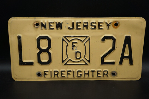 New Jersey FIREFIGHTER License Plate - # L8 2A Fire? Sounded Out - LATE ...
