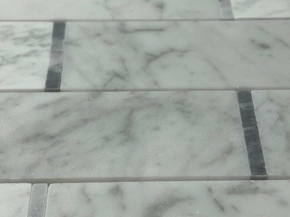 S32 Carrara White Grey Marble Rectangle Mosaic Tile Kitchen Bathroom ...