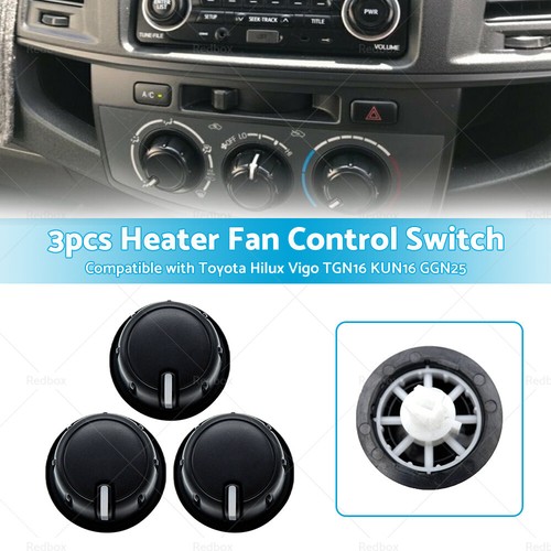 3pcs Heater Fan Control Switch Knob Suitable For Toyota Hilux Vigo ...