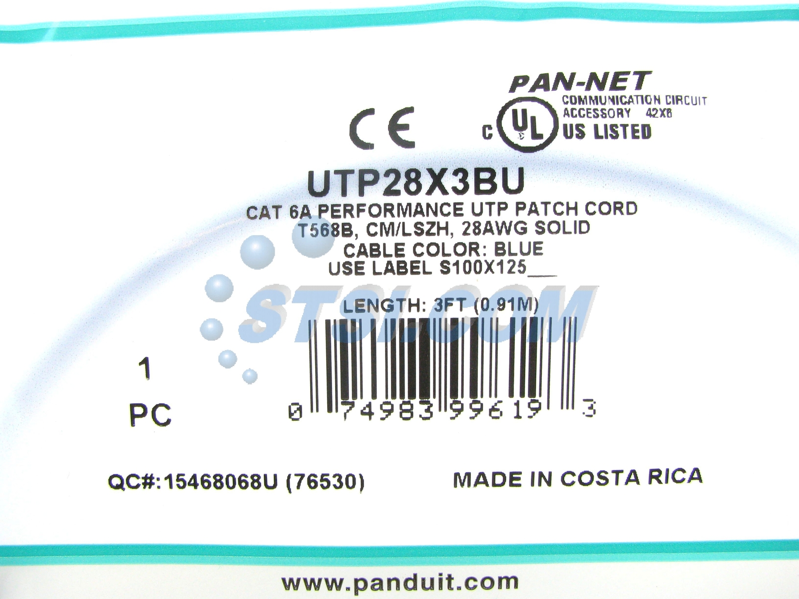 Panduit UTP28X3BU Cat6a 28awg Network Patch Cable, 3 Ft Blue ~STSI | eBay