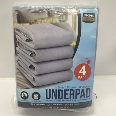 4 Pack Quilted Waterproof Incontinence Pad Underpad 34x36 inches Utopia ...