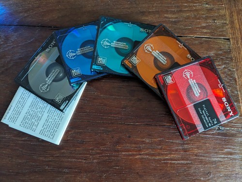 Sony MD74 MiniDisc Recordable Color 74 Min 5-Pack + Case + Labels ...