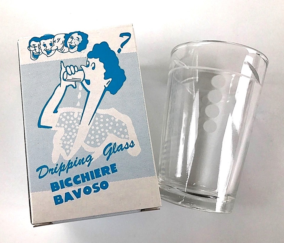 1 DRIBBLE WATER GLASS Real Drinking Gag Prank Practical Joke Trick Cup ...