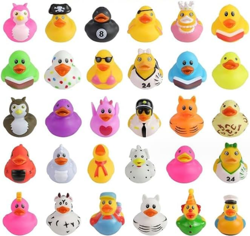 30 PCS Rubber Ducks, Random Assortment Mini Rubber Duckie Toys for Kids ...