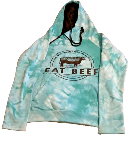 Cheekys THE WEST WASN'T WON ON SALADS - EAT BEEF hooded sweat shirt NWT ...