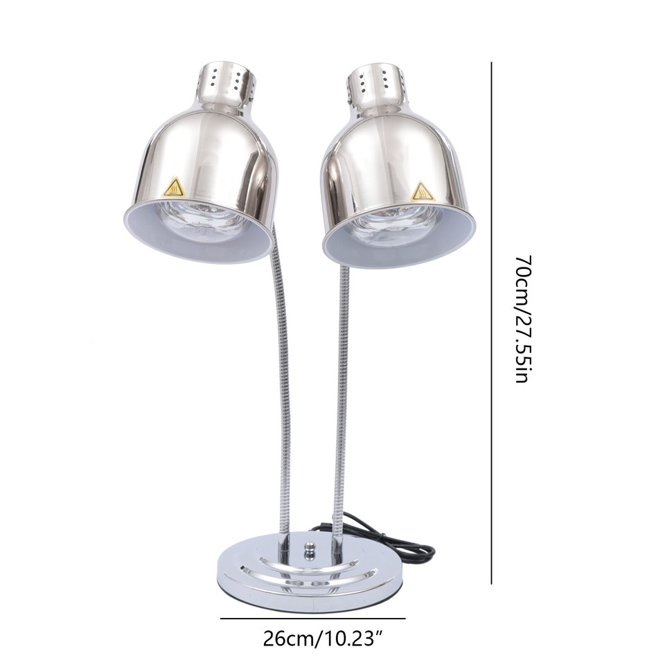 Double Head Tabletop Food Heating Lamp Buffet Food Warmer Light with 2 ...