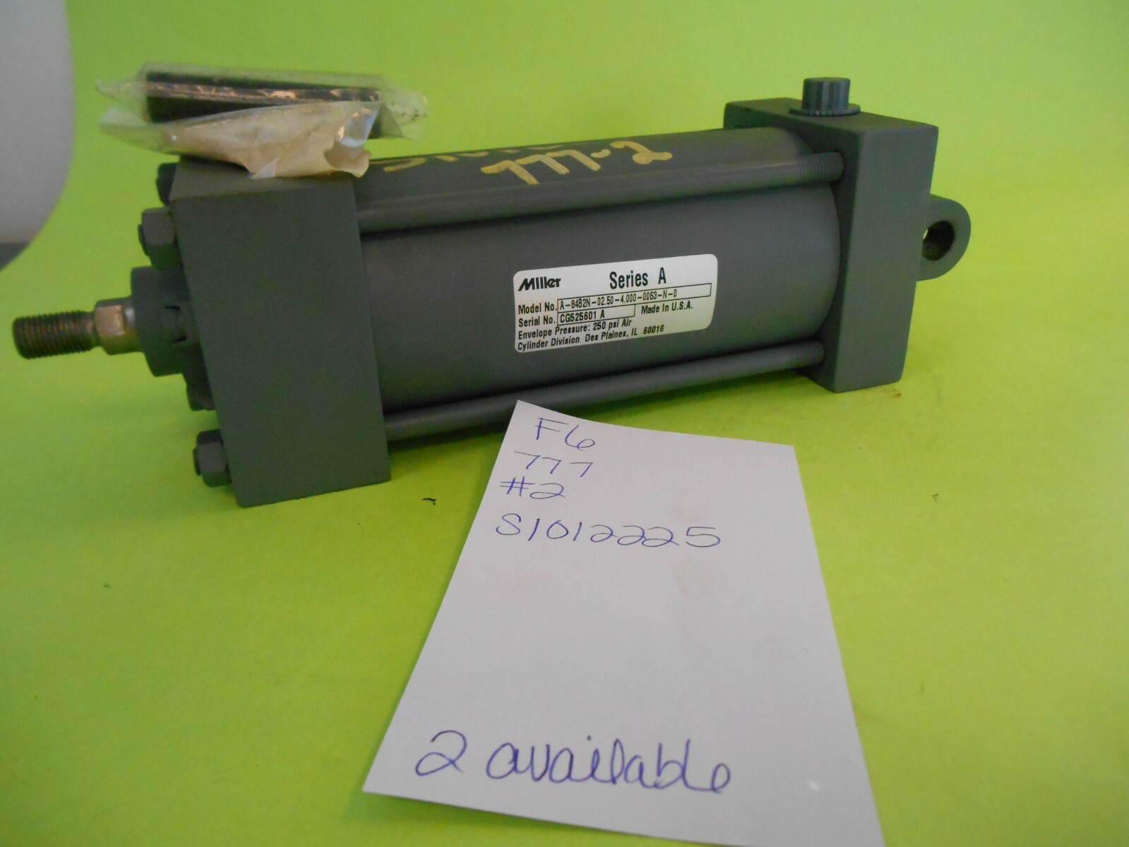 Miller Fluid Power Cylinder, Series A, Model # A-84B2N-02.50-4.000-0063 ...