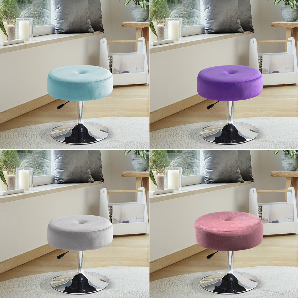Velvet Adjustable Height Swivel Dressing Table Stool Chair Makeup ...