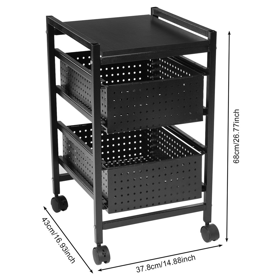 2-Tier File Storage Drawer Cart Organizer on Wheels for Home Office ...