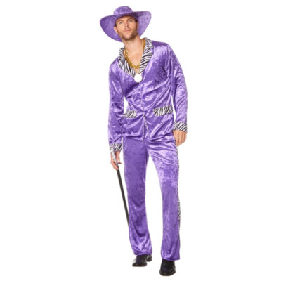 1980's Purple Zebra Pimp Suit Mens Retro Gangster Costume By Karnival ...