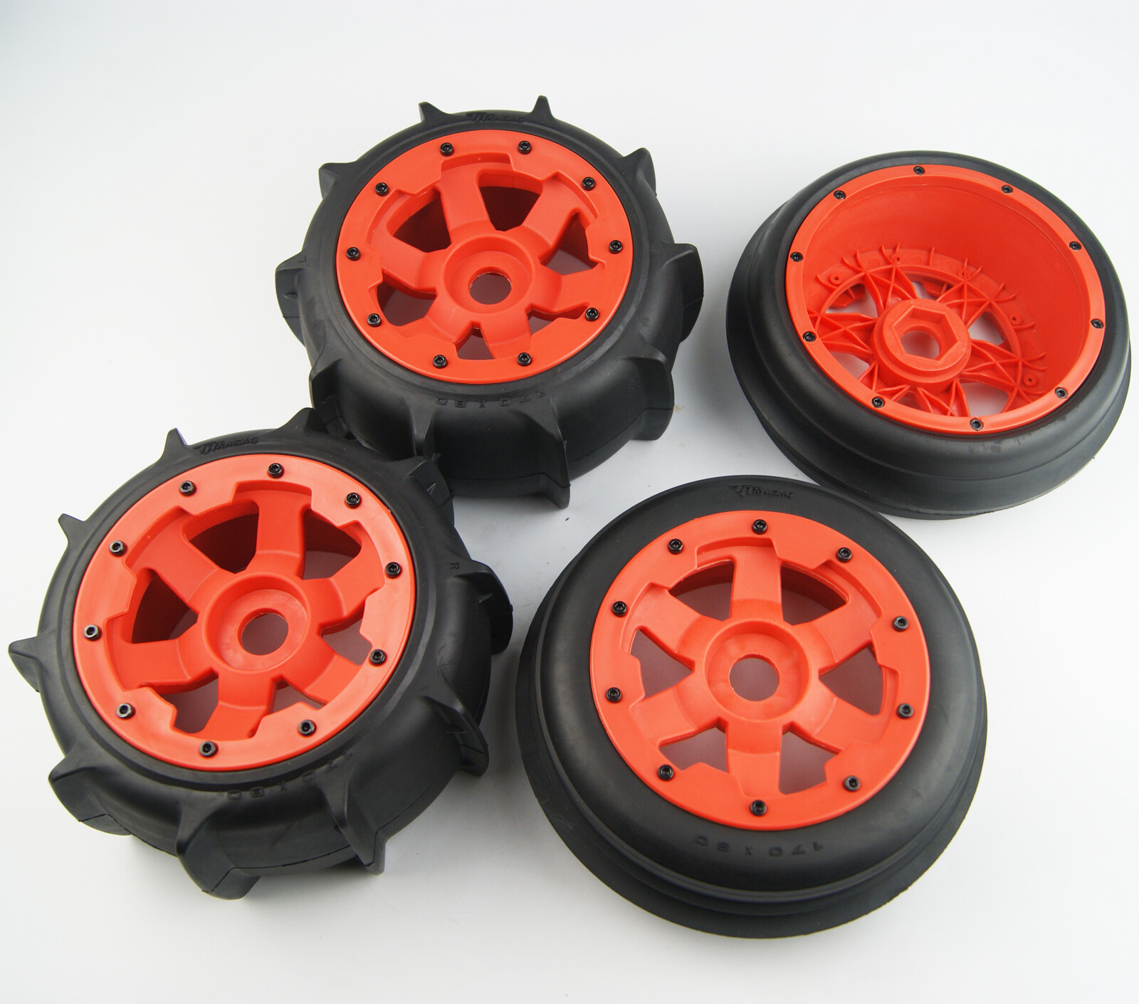 Baja 5B Front Rear Sand Digger Tires Wheels Kit fits HPI Rovan KM Buggy ...