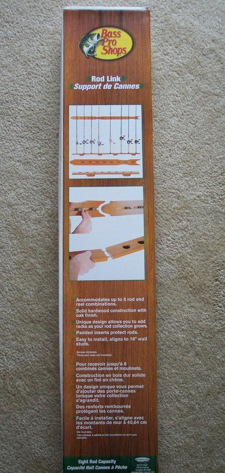 Bass Pro Shops Rod Holder Wall Mounted Holds 8 Rods 1811464 Oak Finish ...