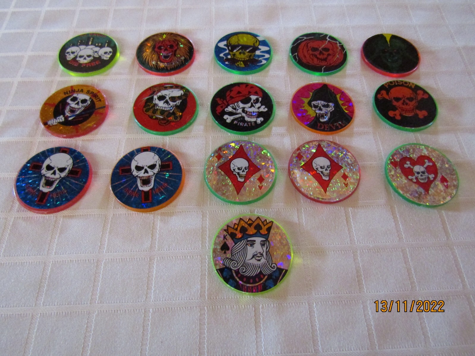 Poison Pirate Holographic plastic pog slammers, rare lot of 16 Lucite ...