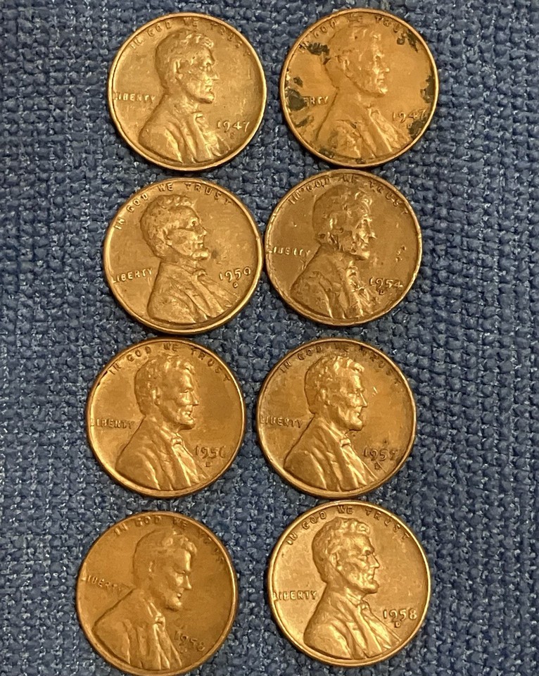 US Coins Lot Quarters Dimes Nickel Pennies 1918-1994 8 Silver Coins 31 ...