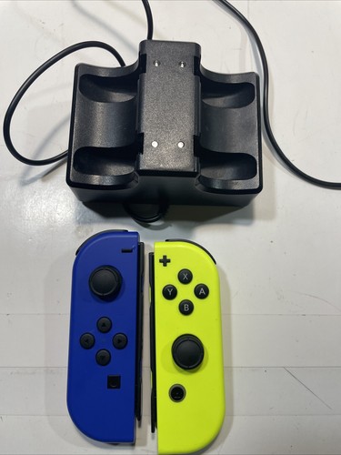 Genuine Authentic LEFT & RIGHT DARK BLUE/NEON YELLOW Wireless Joy-Cons ...