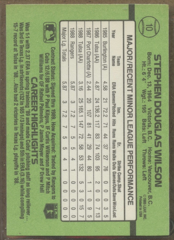 1989 Donruss The Rookies #10 Steve Wilson Chicago Cubs | eBay