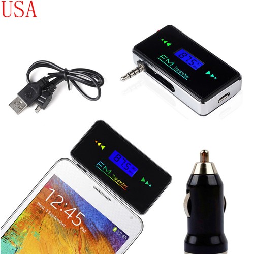 Wireless In-car Fm Transmitter 3.5mm Radio Adapter for iPhone 5S 5C 5 ...