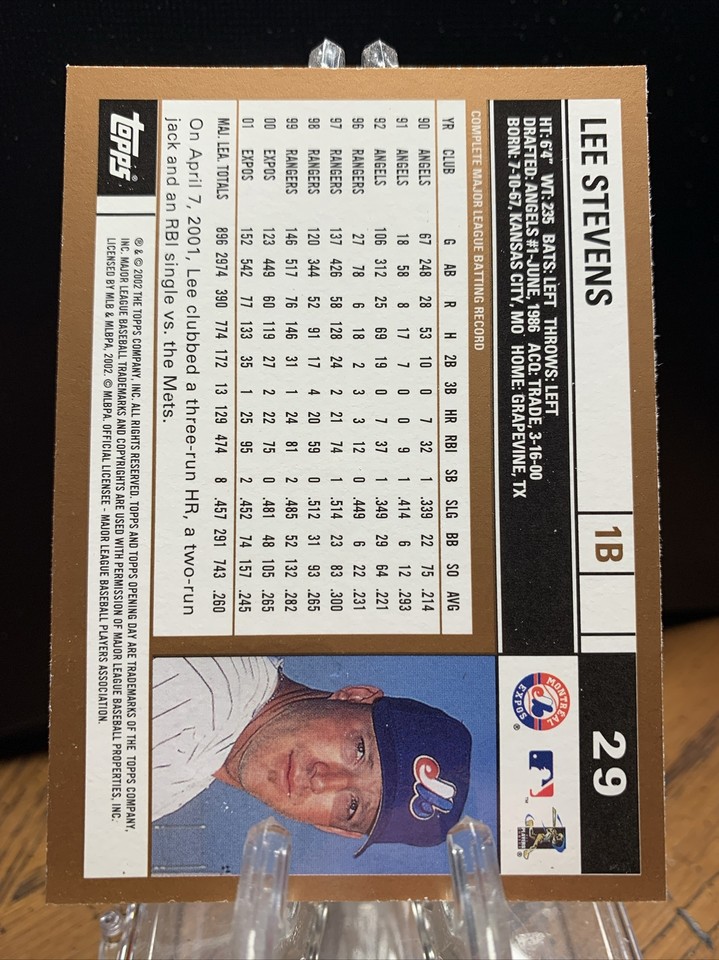 2002 (EXPOS) Topps Opening Day #29 Lee Stevens | eBay