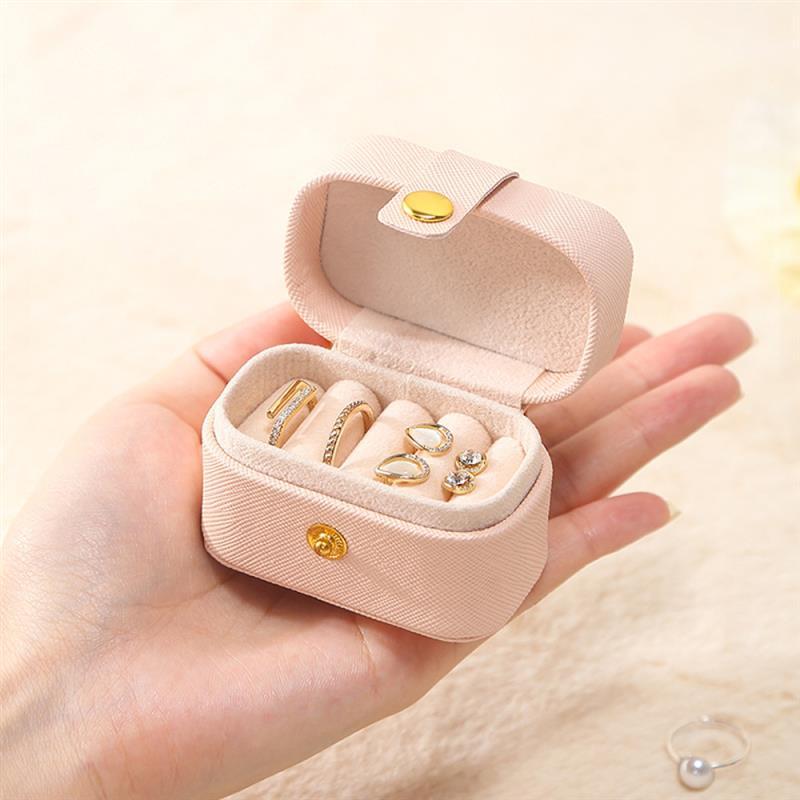 Small Travel Jewelry Case Portable Earrings Organizer Box Leather ...