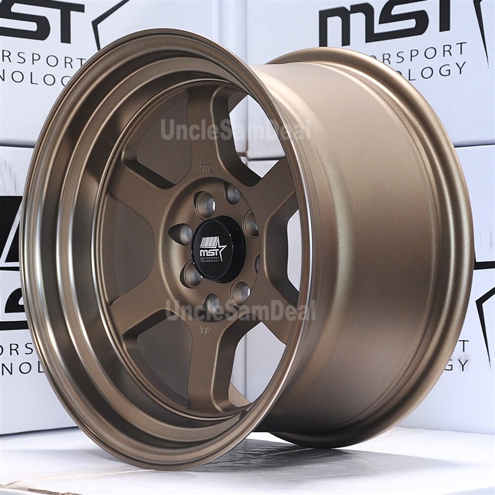 15" 15x8 0 OFFSET 4x100/114.3 MST MT01 MATTE BRONZE 6 SPOKE WITH LIP ...