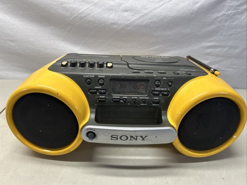 Sony CFD-980 Yellow Black Water Resistant ESP CD Cassette Radio Boombox ...