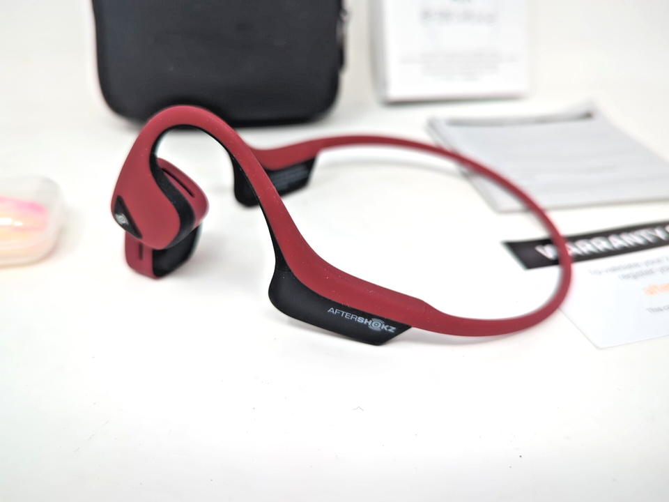Red Aftershokz Air Bone Conduction Wireless Bluetooth Headphones with ...