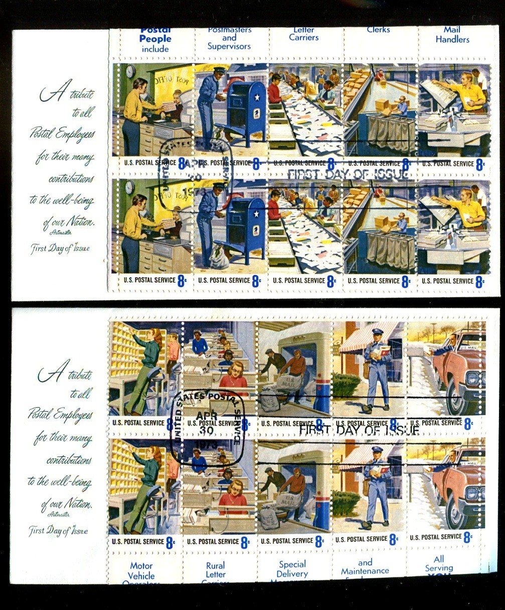 US FDC # 1489-1498 8c Postal People ArtCraft 2 FDC's 1973, 9o102 | eBay