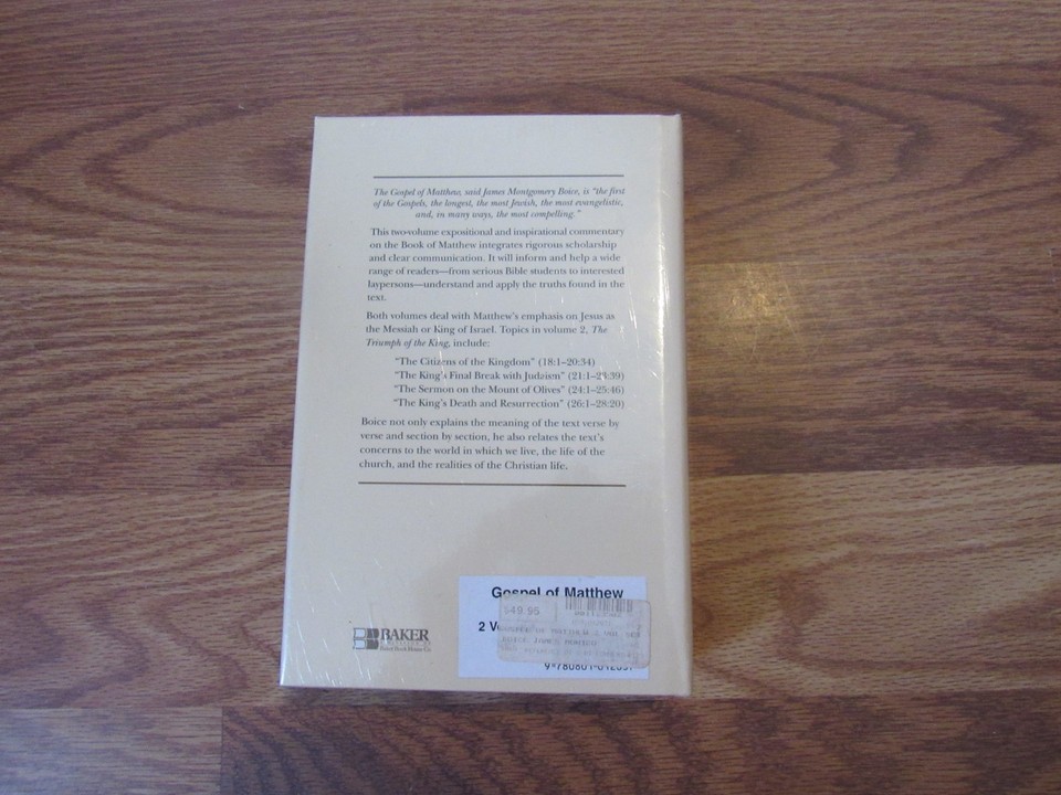 THE GOSPEL OF MATTHEW By James Montgomery Boice, 2 Volume Set NEW In ...