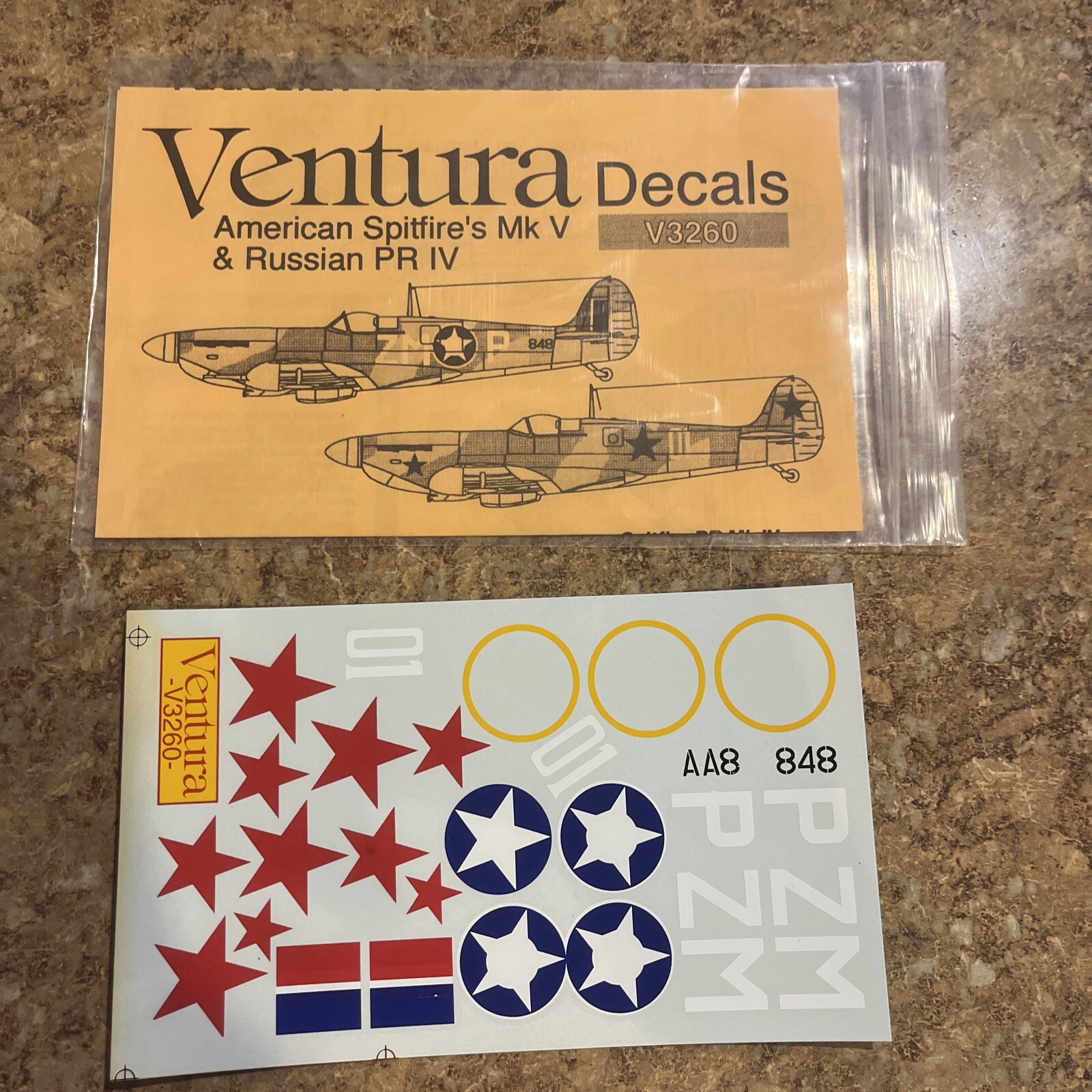 Ventura Decals V3260 American Spitfire’s MK V & Russian PR IV | eBay