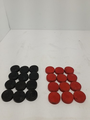 Vintage 1950s HALSAM WOODEN CHECKERS SET - Red & Black World Globe Star ...