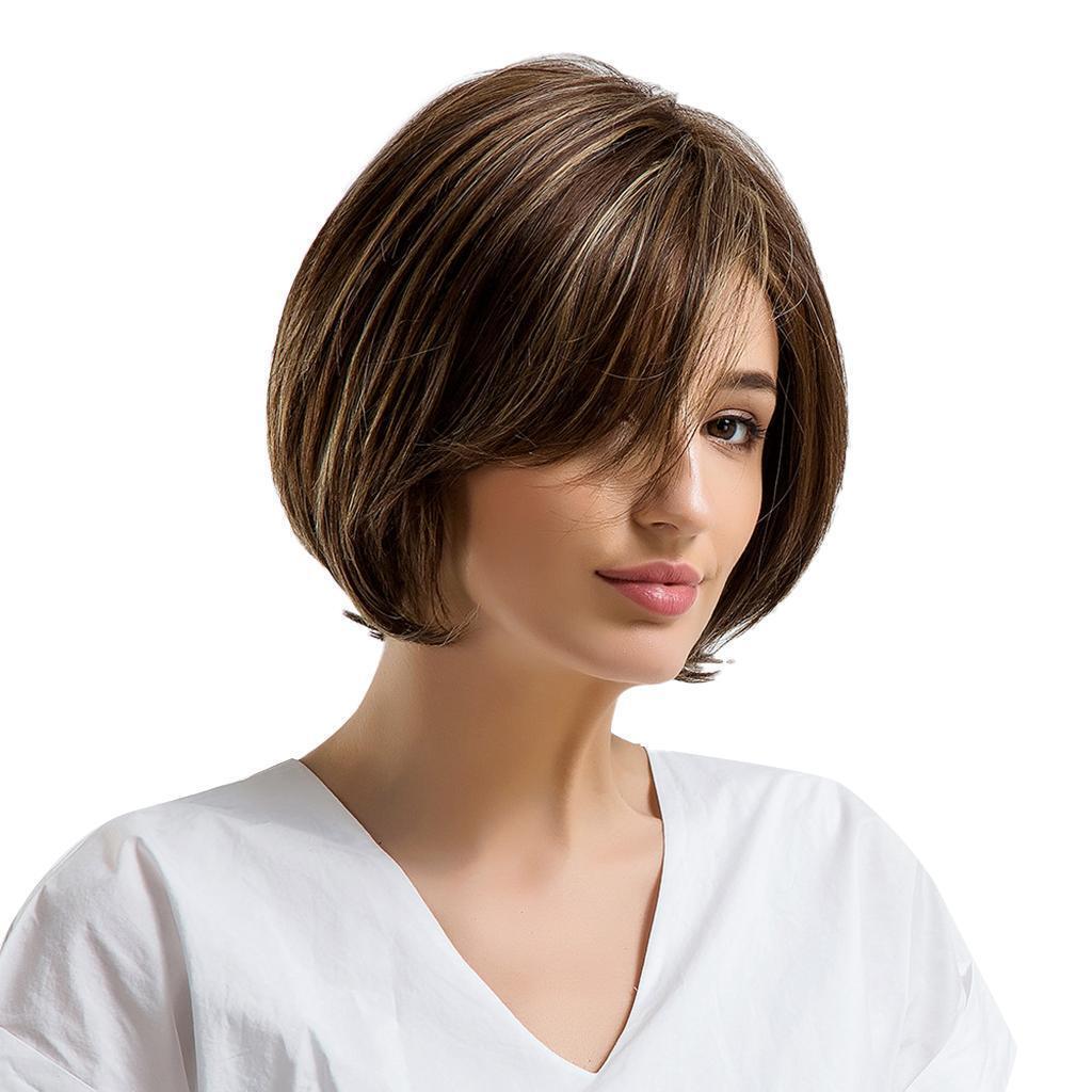 Fashion Silky Natural Short Cosplay & Flat Bangs Sepia | eBay