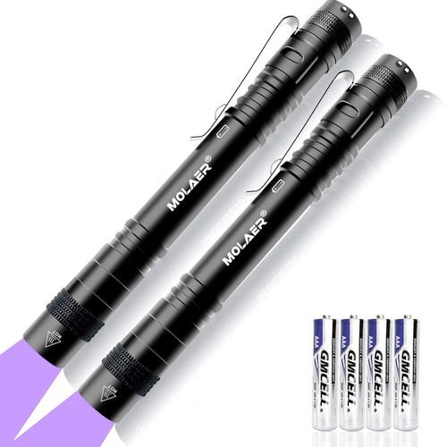 UV Black Light Flashlight 2-Pack Mini 395nm Blacklight Pen Light for ...