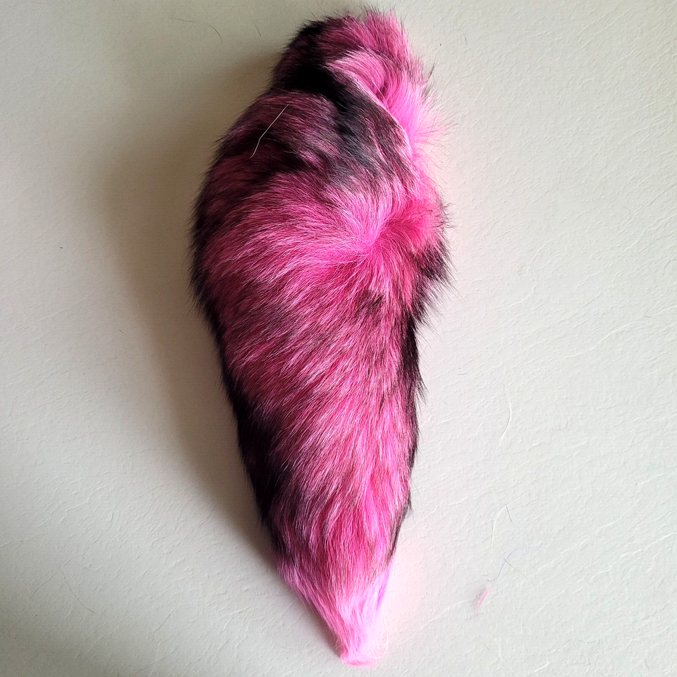1 Natural Fur 2 Tone Fox Tail Key Chain Charm Genuine Real Animal XL ...