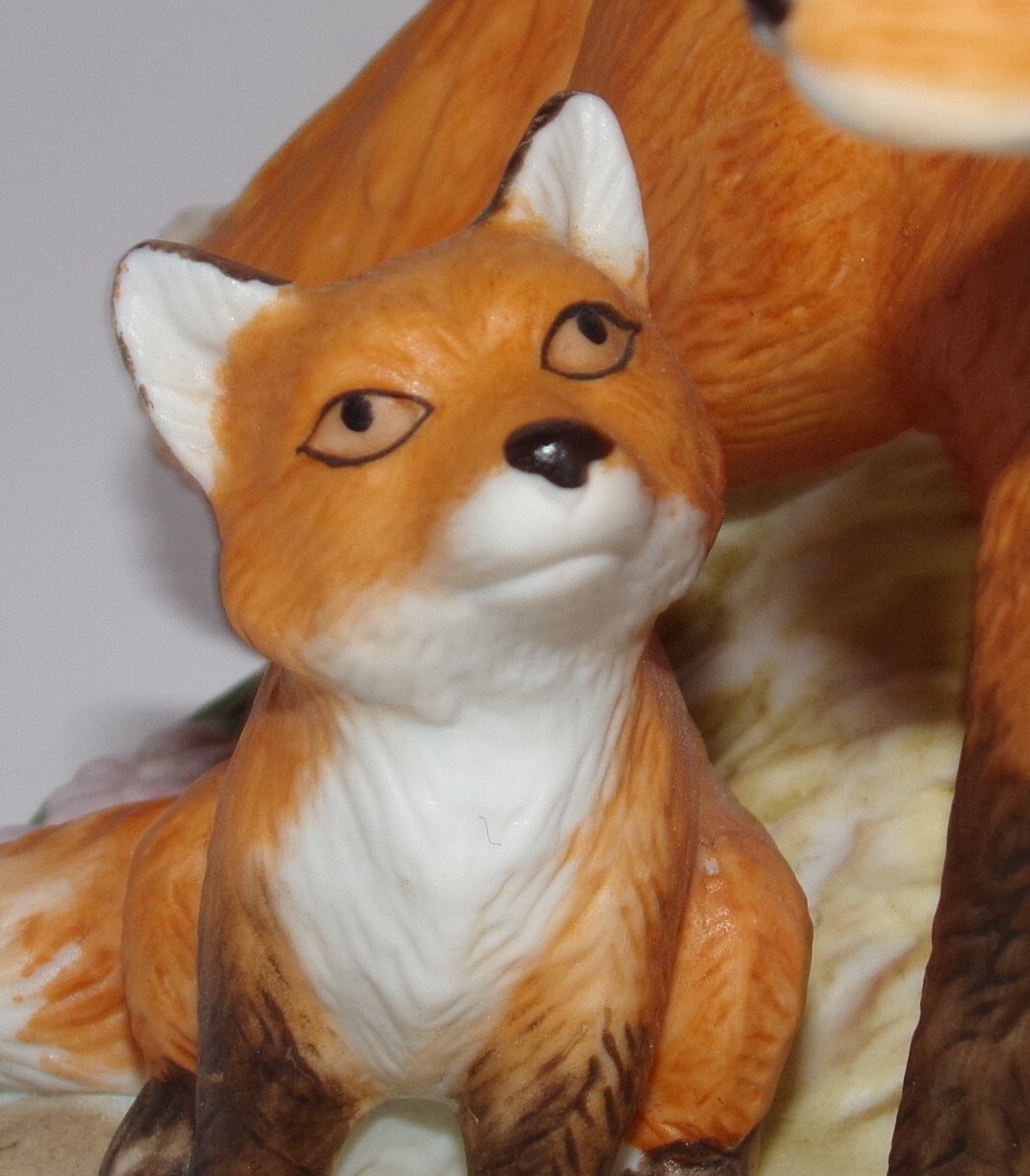 Red Fox figurine HOMCO #1417 Mama Fox with Pup Vintage 4.5 inches Tall ...