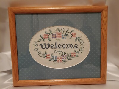 Cross Stitch Embroidery Welcome Sign | eBay