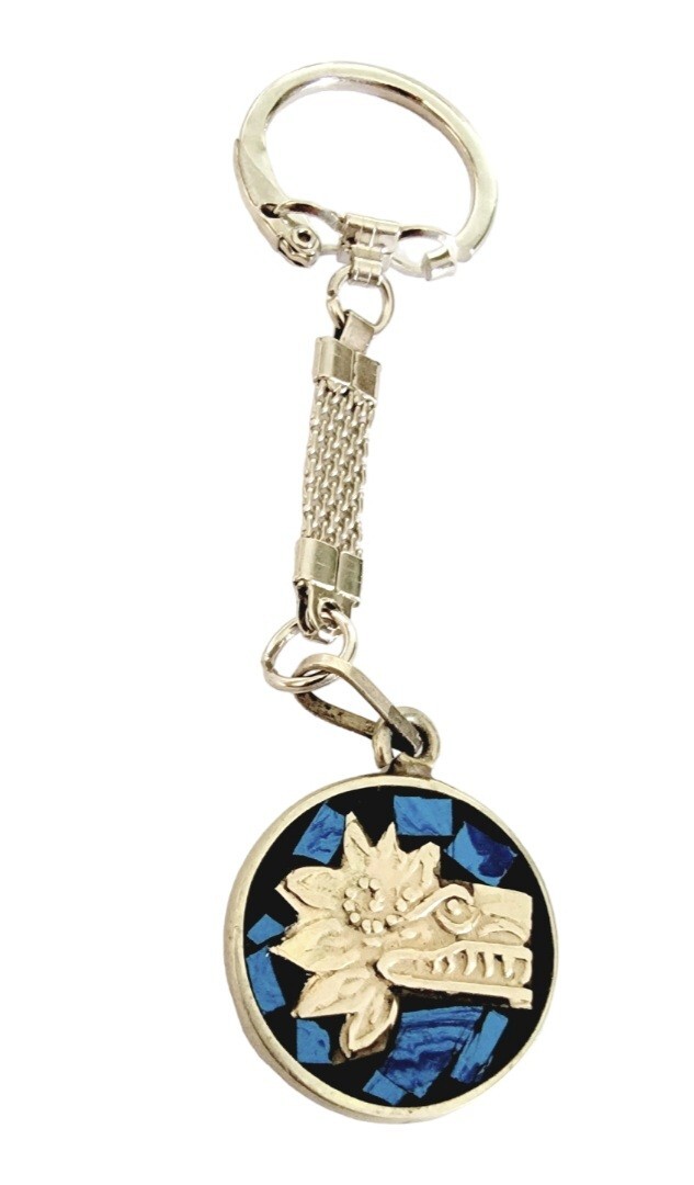 Teotihuacan Mexico Aztec Warrior Ruins Keychain Alpaca Silver Vintage ...