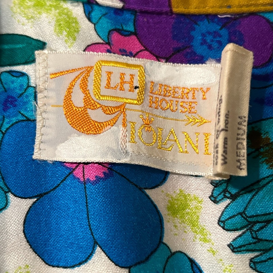 Vtg Liberty House Iolani Mens Size M Hawaiian Floral Print Button Up ...