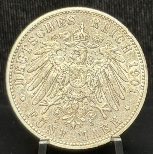 1901 5 Mark Silver German States Funf Mark | eBay