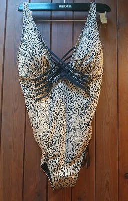 Biba Statement Leopard One Piece Swimsuit Bathing Costume Size 16 NEW ...