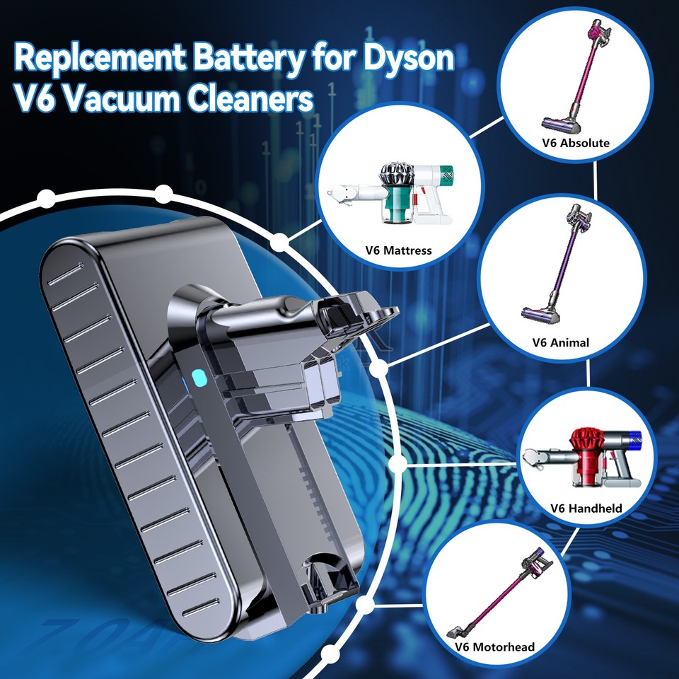 Battery For Dyson V6 DC58 V6 Animal DC58, DC59 DC61 SV09 with LED ...
