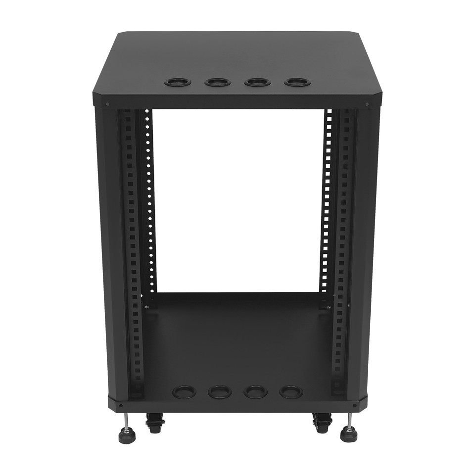 19'' 15U AV Equipment Rack w/ Caster Wheels Universal Network & Stereo ...