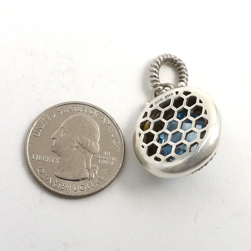 Sterling Silver Fancy Cut Blue Topaz Cable Charm Pendant December ...