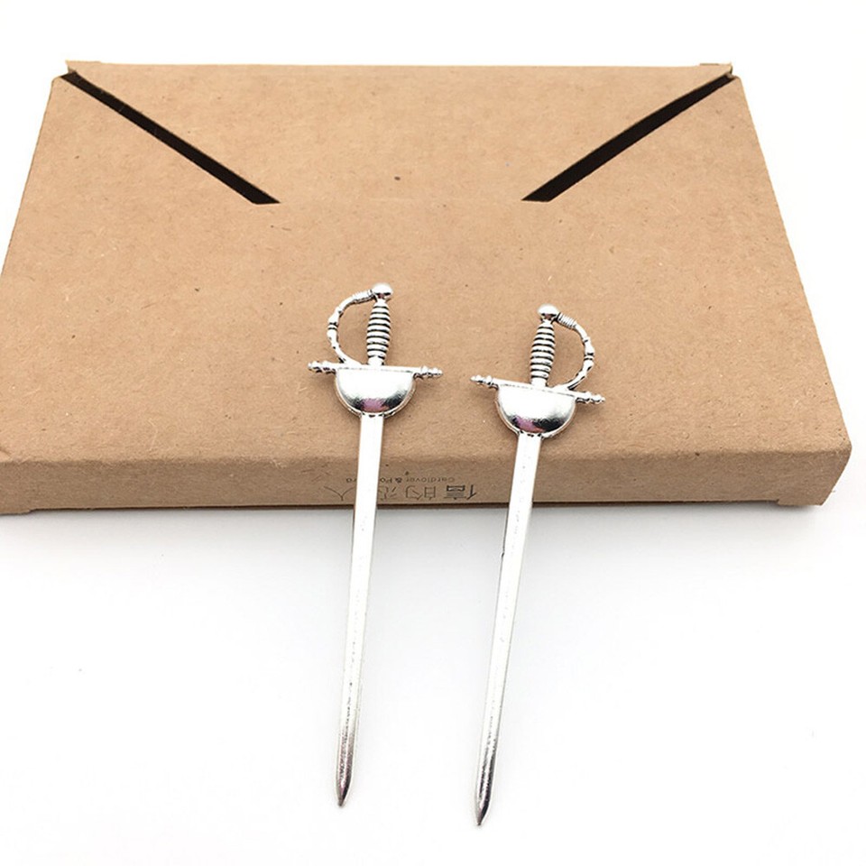 6PCS Retro Silver Long Swords Knight's Sword Cosplay Model Doll's House ...