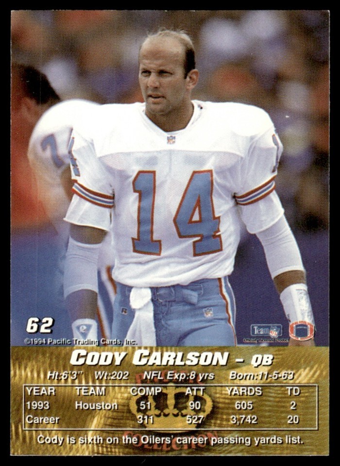 1994 Pacific Cody Carlson Houston Oilers #62 | eBay