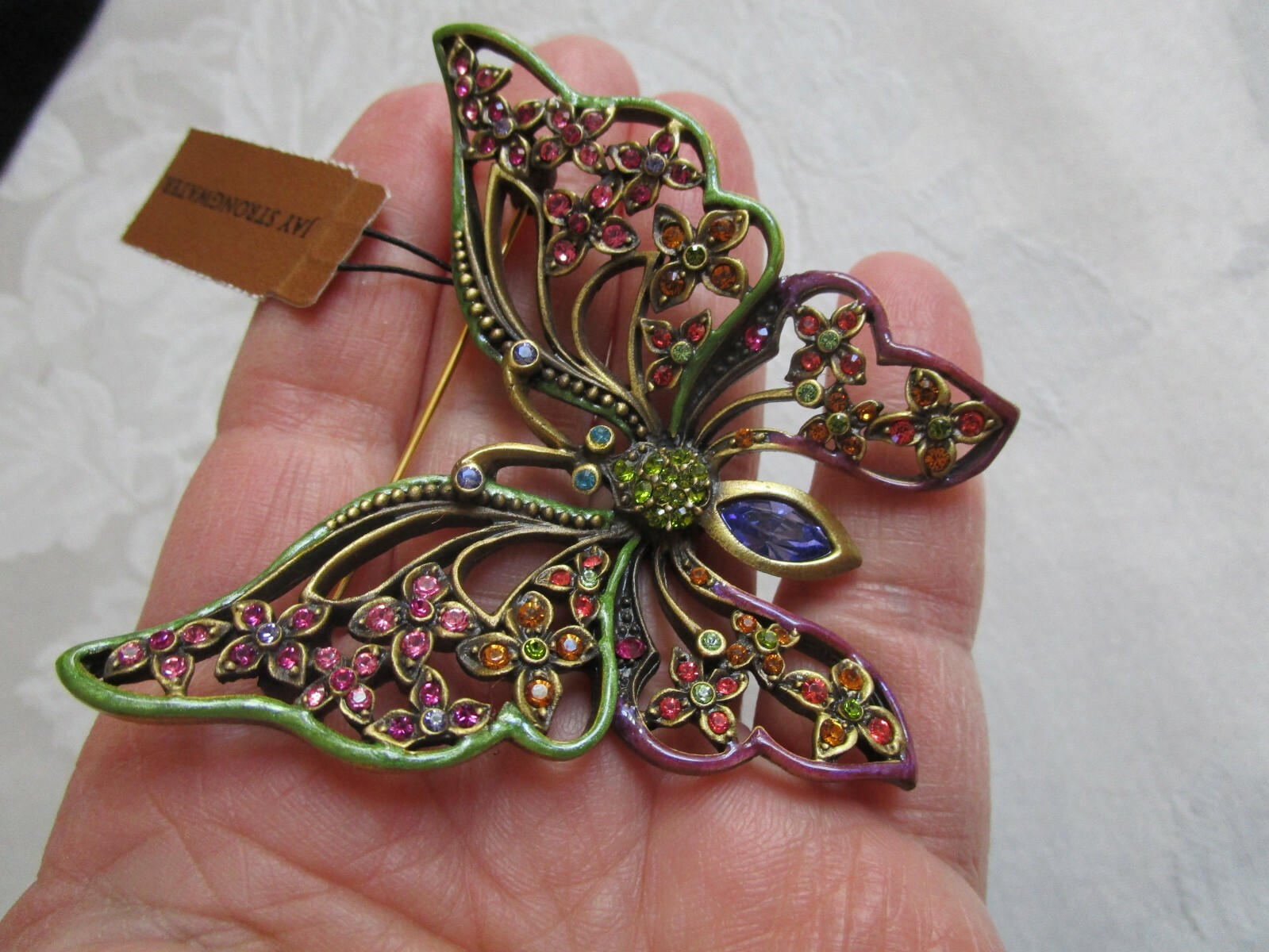 Vintage Signed Large Jay Strongwater Butterfly Brooch Pin Multicolored ...