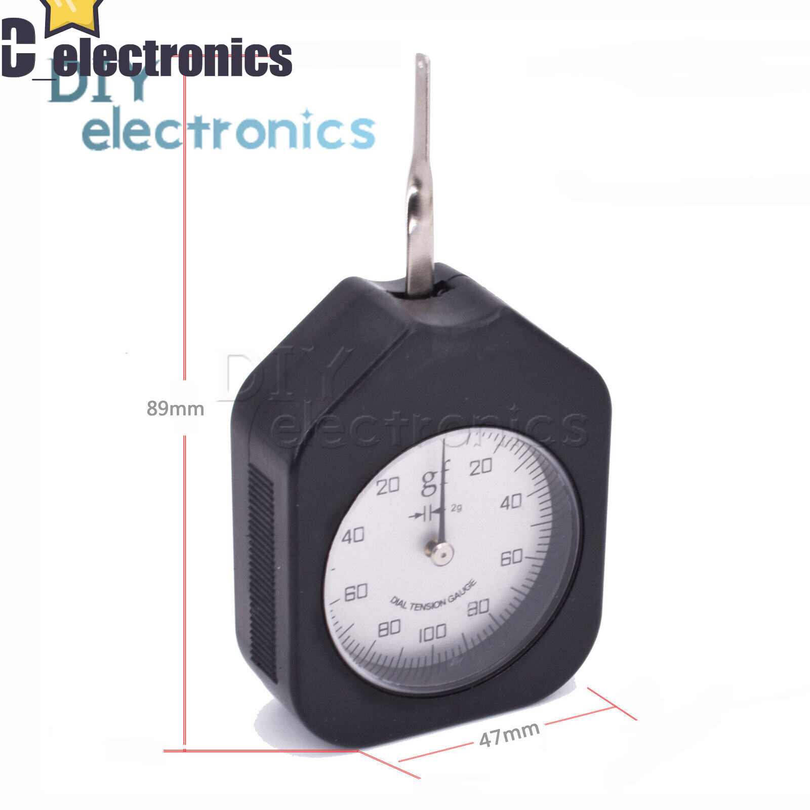 Tension Gauge Gram Force Meter Single Pointer 100g Push Pull Tester ...