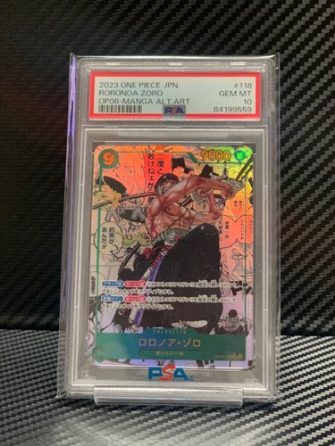PSA 10 GEM MINT One Piece Card Roronoa Zoro Manga Parallel JP OP06-118 ...