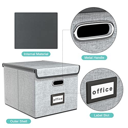 Upgraded Collapsible File Storage Organizer Boxes With Lids Portable ...