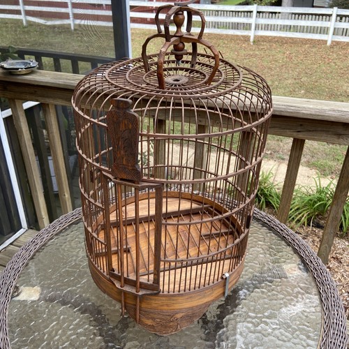 Vintage Asian Wooden Bird Cage Teak or Bamboo Bird Cage 19th Century | eBay